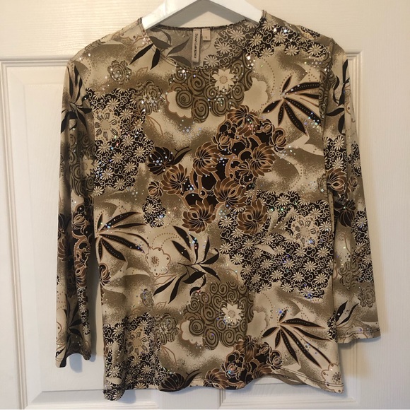 Susan Lawrence | Tops | Susan Lawrence Sparkle Brown Blouse | Poshmark